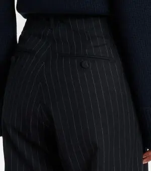 Plan C Pinstripe Wool-blend Wide-leg Trousers