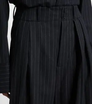 Plan C Pinstripe Wool-blend Wide-leg Trousers