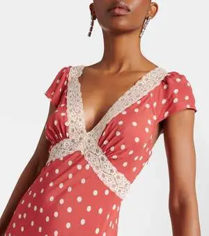 Rixo Iggy Polka-dot Midi Dress