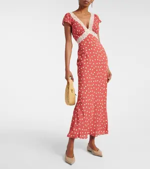 Rixo Iggy Polka-dot Midi Dress