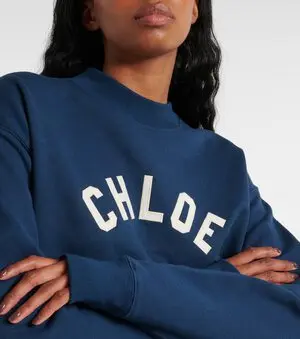 Chloé Cotton Fleece Logo Sweatshirt - Blue