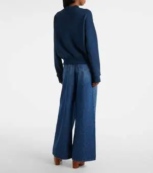 Chloé Cotton Fleece Logo Sweatshirt - Blue