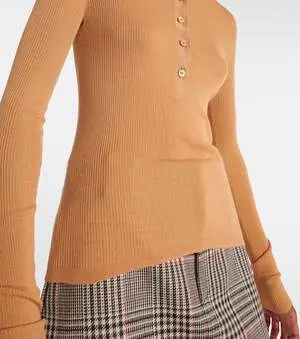 Chloé Ribbed-knit Wool Henley Shirt
