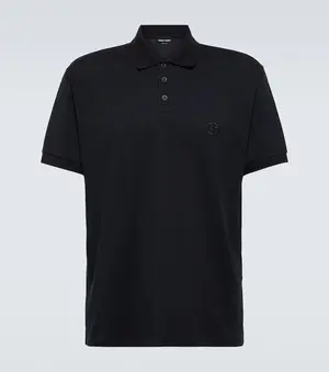 Giorgio Armani Cotton-blend Polo Shirt - Blue