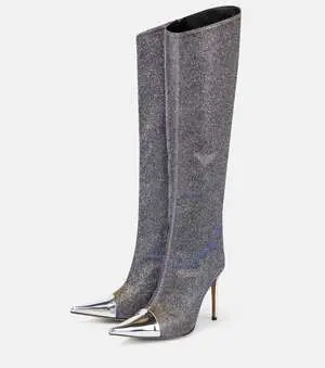 Alexandre Vauthier Metallic Pointed Toe Knee-high Boots