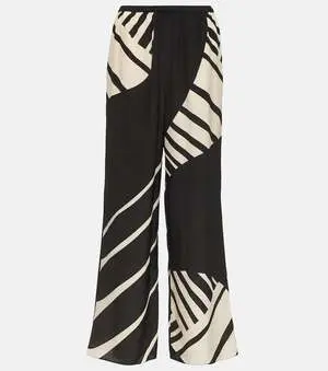 SIR. Printed Wide-leg Silk Pants - Multicoloured