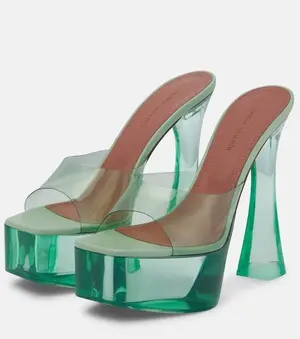 Amina Muaddi Dalida Pvc Platform Mules