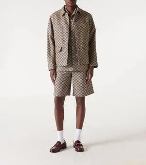 Gucci Gg Linen-blend Shorts - Beige