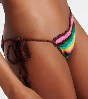Anna Kosturova Striped Crochet Bikini Bottoms