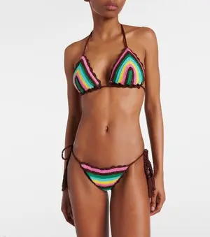 Anna Kosturova Striped Crochet Bikini Bottoms