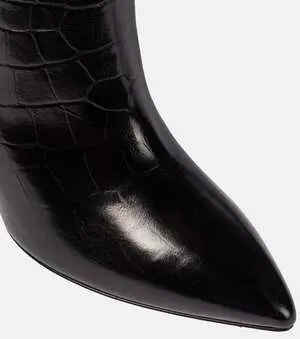 Paris Texas Croc-effect Knee-high Leather Boots - Black