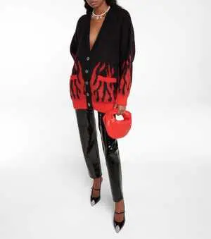 Alessandra Rich Embellished Mohair-blend Jacquard Cardigan