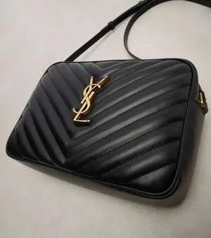 Saint Laurent Lou Camera Leather Crossbody Bag - Black