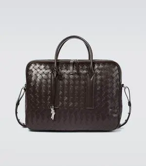 Bottega Veneta Intrecciato Leather Briefcase - Black