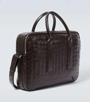 Bottega Veneta Intrecciato Leather Briefcase - Black