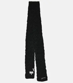 GANNI Embroidered Crochet Scarf - Black