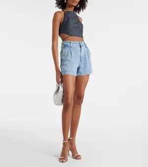 7 For All Mankind High-rise Pleated Shorts