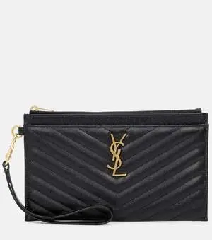 Saint Laurent Monogram Large Leather Pouch - Black