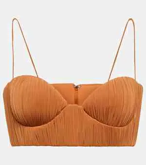 Alex Perry Preston Ruched Top - Brown