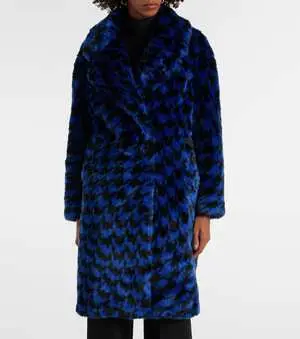 Diane Von Furstenberg Printed Faux Fur Double-breasted Coat