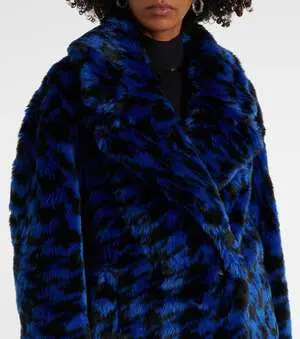 Diane Von Furstenberg Printed Faux Fur Double-breasted Coat