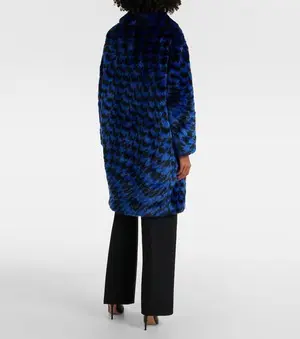 Diane Von Furstenberg Printed Faux Fur Double-breasted Coat