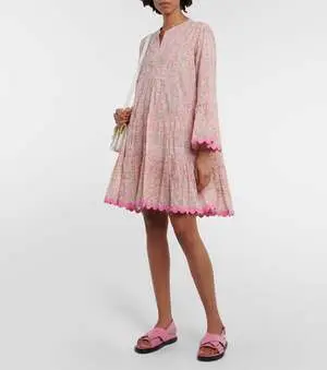 JULIET DUNN Floral Tiered Cotton Mini Dress - Multicoloured