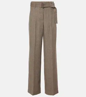 Brunello Cucinelli Herringbone Wool-blend Wide-leg Pants