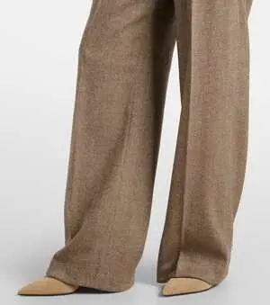 Brunello Cucinelli Herringbone Wool-blend Wide-leg Pants