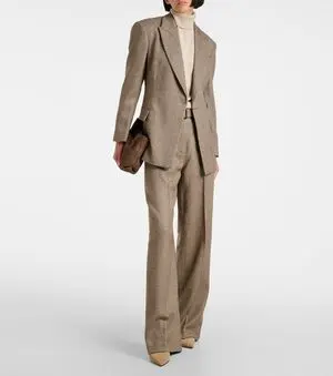 Brunello Cucinelli Herringbone Wool-blend Wide-leg Pants