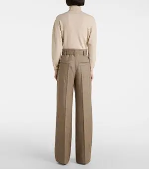 Brunello Cucinelli Herringbone Wool-blend Wide-leg Pants