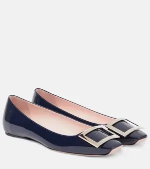 ROGER VIVIER Trompette Patent Leather Ballet Flats - Blue