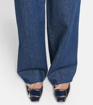 ROGER VIVIER Trompette Patent Leather Ballet Flats - Blue