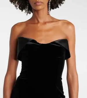 MUGLER Velvet And Silk Trimmed Mini Dress - Black