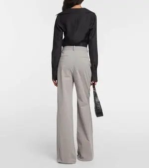 NILI LOTAN Flavie Cotton-blend Wide-leg Trousers
