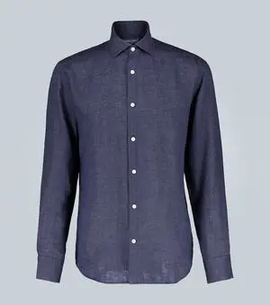 Frescobol Carioca Long-sleeved Linen Shirt - Blue