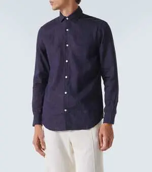 Frescobol Carioca Long-sleeved Linen Shirt - Blue