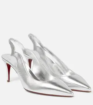 CHRISTIAN LOUBOUTIN Leather Slingback Pumps - Silver