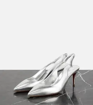 CHRISTIAN LOUBOUTIN Leather Slingback Pumps - Silver