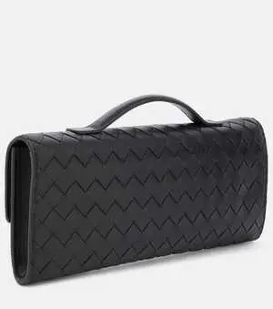 Bottega Veneta Andiamo Intrecciato Leather Clutch - Black