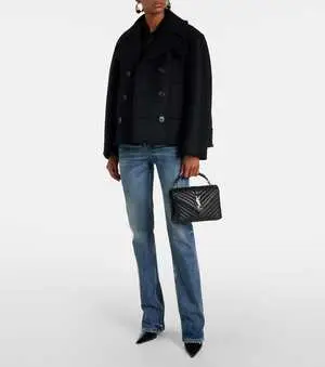 Saint Laurent College Medium Leather Shoulder Bag - Black