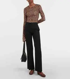 GIANVITO ROSSI Carla Leopard-print Ballet Flats - Multicoloured
