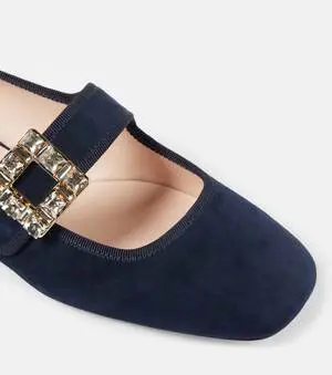 ROGER VIVIER Tres Vivier Suede Mary Jane Flats