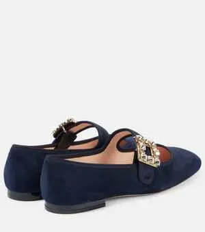 ROGER VIVIER Tres Vivier Suede Mary Jane Flats