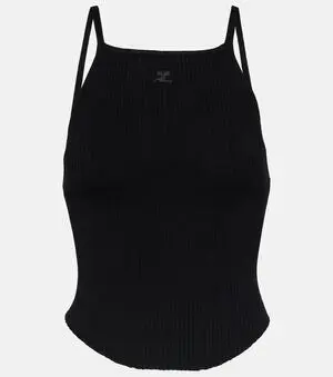 COURREGES Ribbed-knit Tank Top - Black