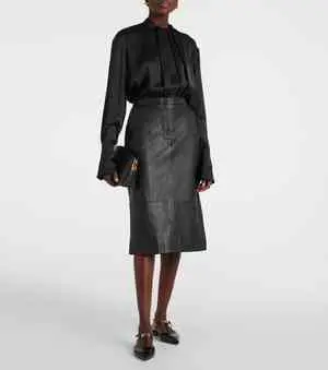 YVES SALOMON Leather Midi Skirt