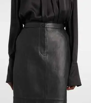 YVES SALOMON Leather Midi Skirt