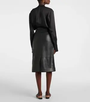 YVES SALOMON Leather Midi Skirt
