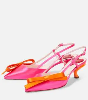 ROGER VIVIER Virgule Bow-embellished Satin Slingback Pumps