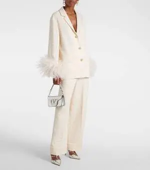 Valentino Garavani Sequined Tweed Wide-leg Pants